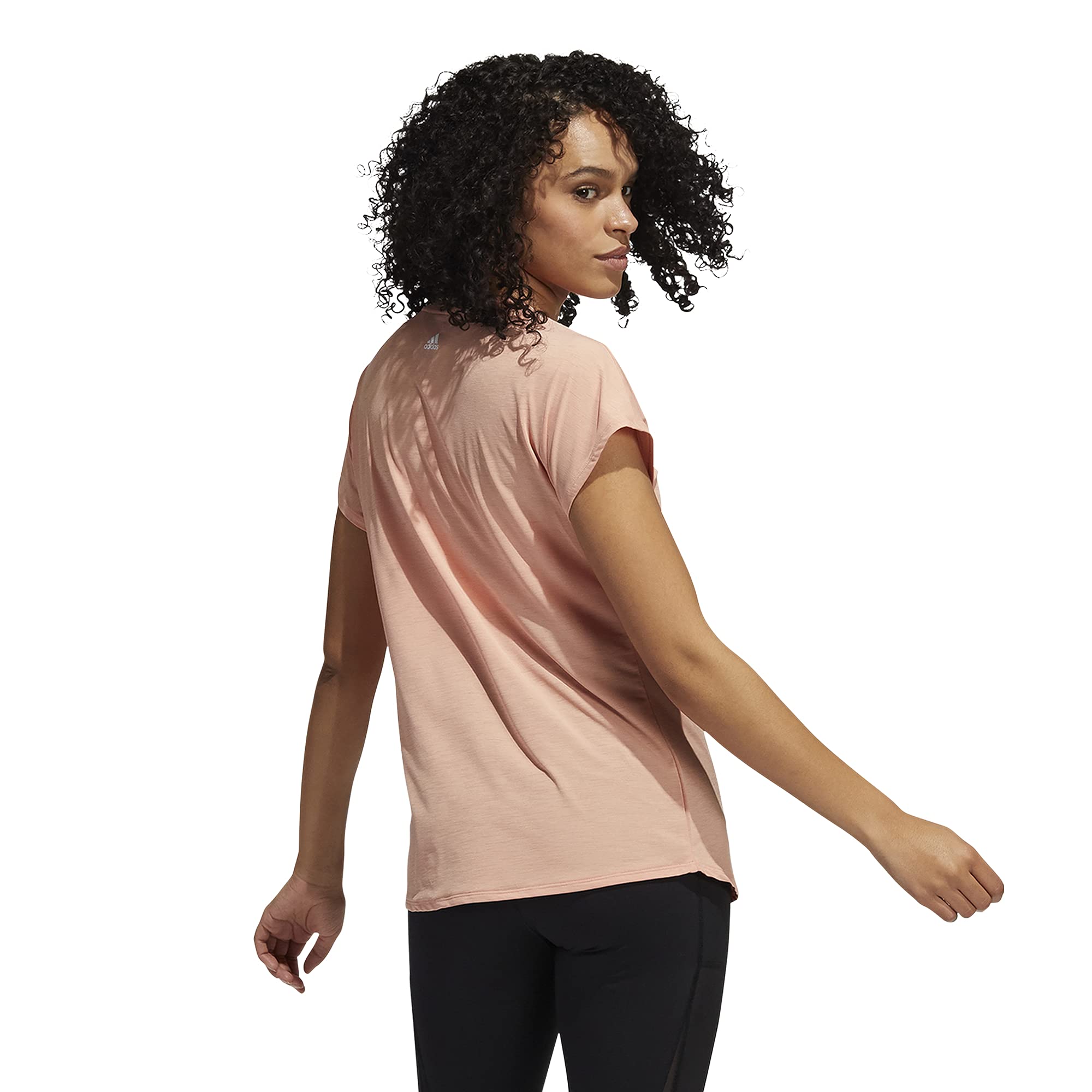 adidas Women's 3-Stripes Training T-Shirt, Ambient Blush/White, Medium