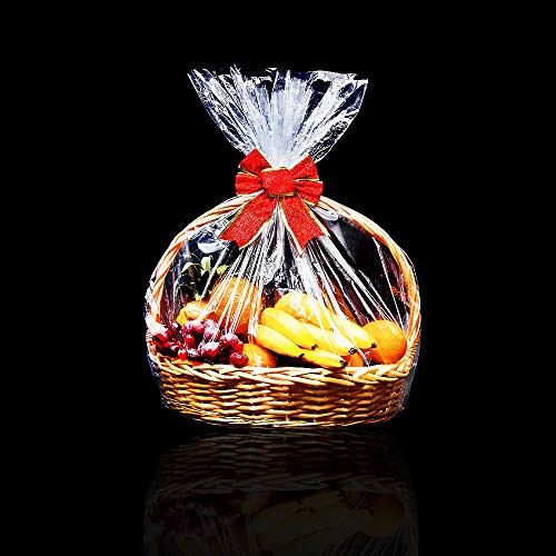 LazyMe Clear Basket Cellophane Shrink Bags, 24x30 inch, Shrink Wrap Bags Large, Clear, 20pcs