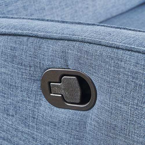 GDFStudio Christopher Knight Home Calliope Buttoned Fabric Reclining Loveseat, Muted Blue / Black
