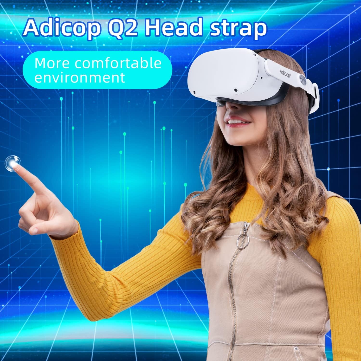 Adicop Head Strap Compatible with Oculus Quest 2 Replacement Adjustable Elite Strap for Quest 2 Accessories Enhanced Support and Comfort in VR (2022 Newest A2)