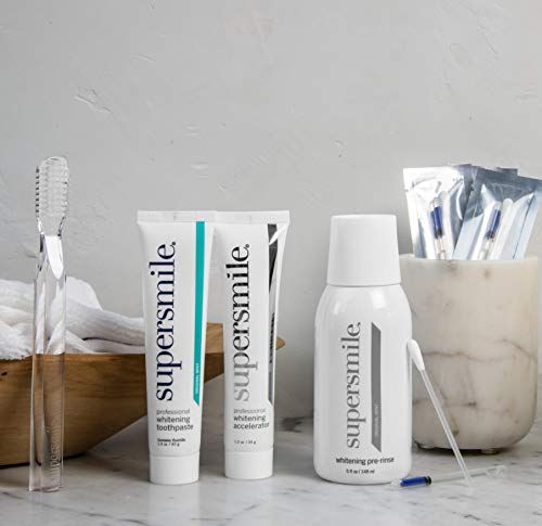 Supersmile Teeth Whitening Set - 6 Minutes to a Whiter Smile - Toothpaste, Accelerator, Toothbrush, Activating Rods, and Pre-Rinse - Up to 6 Shades Whiter Teeth - No Sensitivity (Original Mint)