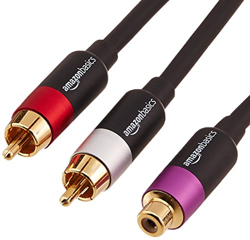 Amazon Basics 2-Male to 1-Female RCA Y-Adapter Splitter Cable - 12-Inches, Black