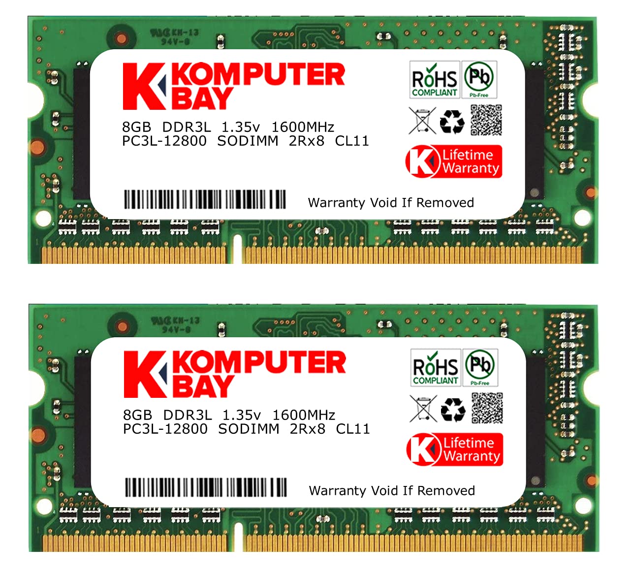 Komputerbay 16GB Dual Channel Kit 2X 8GB 204pin 1.35v DDR3-1600 SO-DIMM 1600/12800S (1600MHz, CL11) for MAC and PC