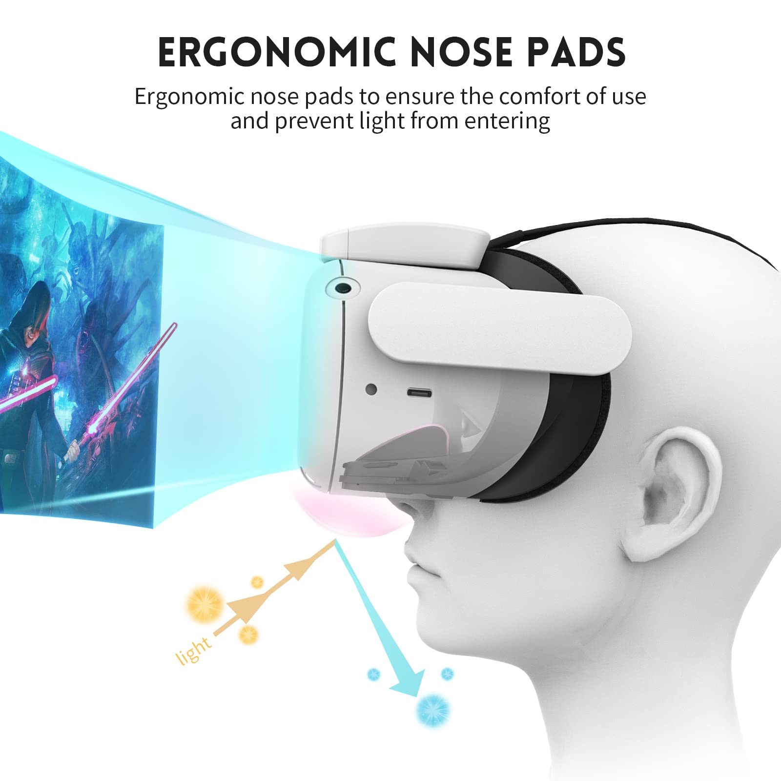 Adicop Fan Facial Interface for Oculus/Meta Quest 2 Accessories Relieve Lens Fogging and Hot Air Rechargeable up to 8-10 hours Working Time
