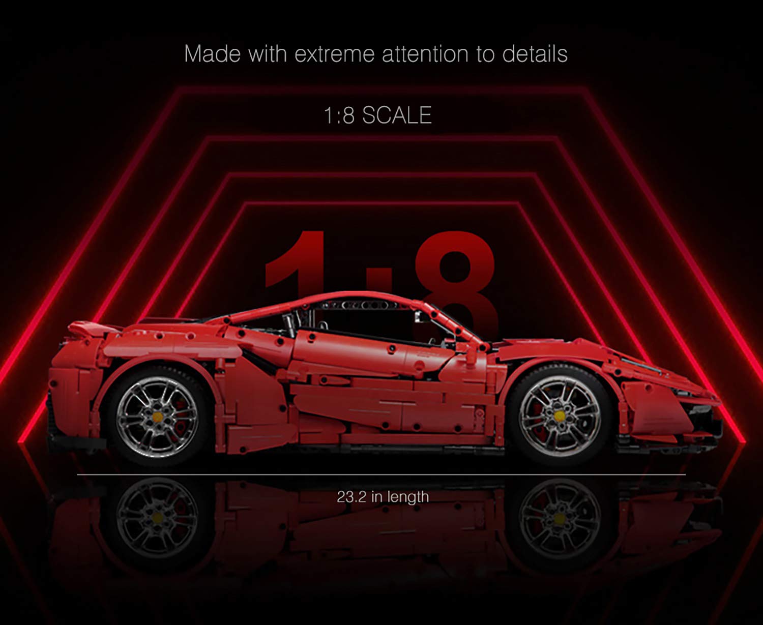 dOMOb Italian Super Car Building Kit – Innovative Stem Toys for 14+ Age Teens & Adults – Realistic Model 1:8 Simulated Build – Original MOC Design – 3236 Pieces or Blocks – for Hobbyist, Collector