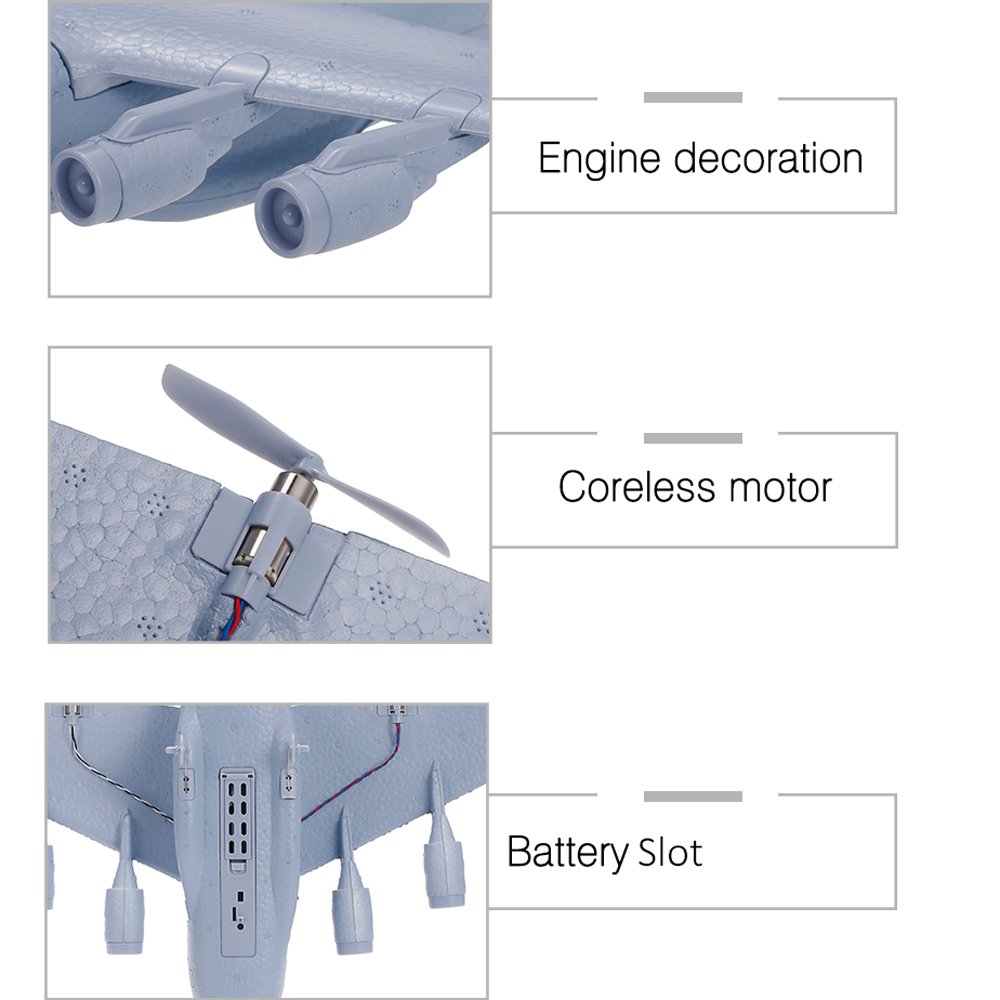 GoolRC C-17 RC Airplane, 2.4GHz 2CH Remote Control Airplane, Military Transport Aircraft with 373mm Wingspan, EPP Foam Fixed-Wing RC Plane, Easy to Fly for Beginners, Kids and Adults