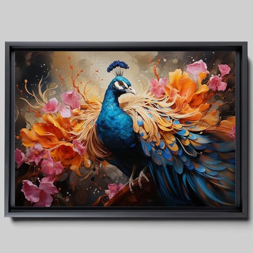 Abstract Colorful Peacock Texture Canvas Prints, Original Animal Portrait Prints Palette Knife Modern Minimalist Bedroom Wall Art Decor, Decor Canvas, Home Decor