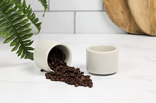 Folk Ceramics Leonard Double Walled Ceramic Espresso Cups | Set of 2, 3oz, Fog Grey | Modern Insulated Stackable Demitasse Mugs for Espresso| Handleless, Durable, Dishwasher & Microwave Safe