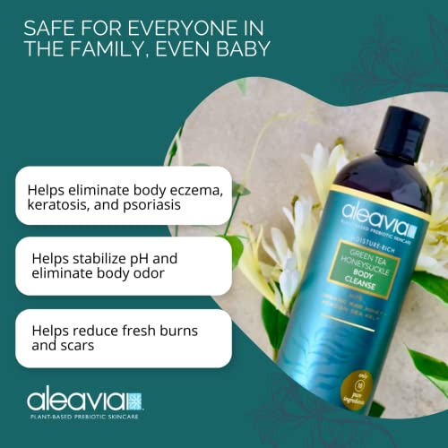 Aleavia Green Tea Honeysuckle Body Cleanse β Organic & All-Natural Prebiotic Body Wash with Raw Honey β 16 Oz.