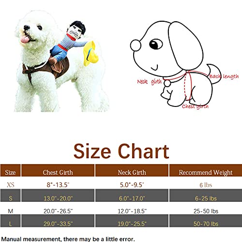 NACOCO Cowboy Rider Dog Costume for Dogs Clothes Knight Style with Doll and Hat for Halloween Day Pet Costume (S)