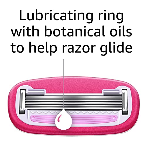 Amazon Basics 5 Blade FITS Razor for Women, Fits Amazon Basics and Venus Handles, Includes 1 FITS System Handle, 2 Cartridges & 1 Shower Hanger, Pink