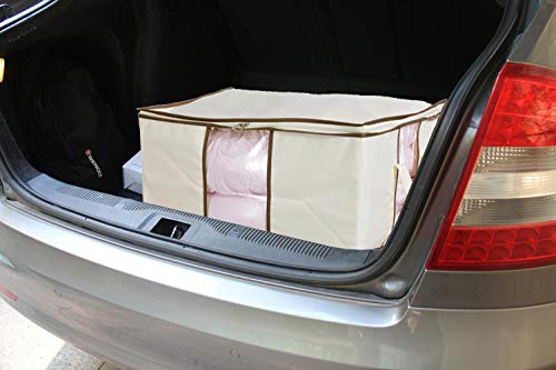MISSLO Jumbo Zippered Storage Bags for Closet King Comforter, Clothes, Blanket Organizers Heavy Fabric Space Saver
