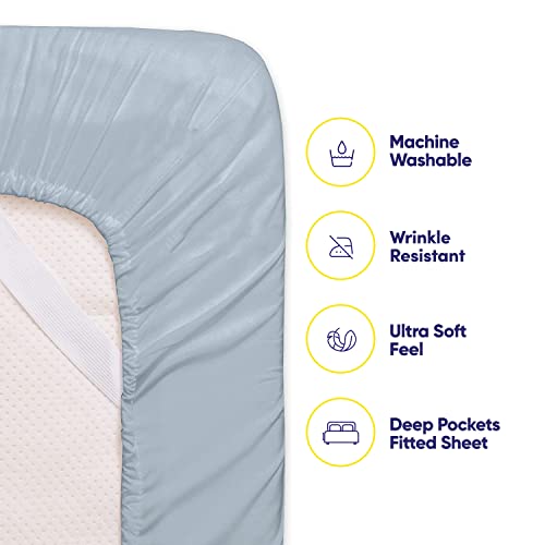 Queen Sheets Blue Misty - 6 Piece 1500 Supreme Collection Fine Brushed Microfiber Deep Pocket Queen Sheet Set Bedding - 2 Extra Pillow Cases, Great Value, Queen, Blue Misty