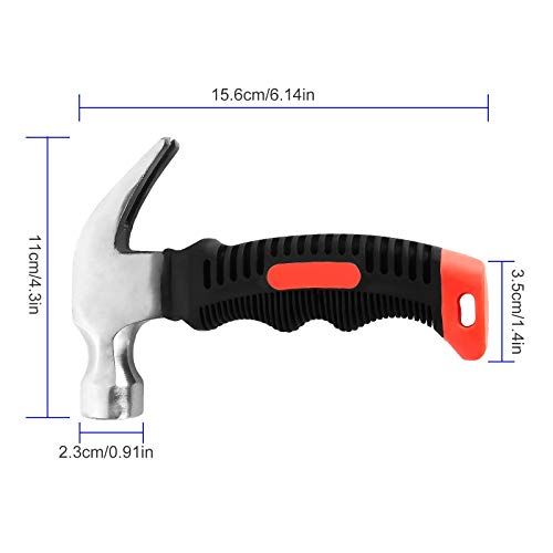 LISHINE 8 Oz Stubby Claw Hammer, 4 Pack Small Claw Hammer with Mini Handle, Nail Hammer Tools, Small Hammer for Household Work and Outdoor Camping