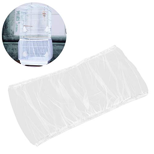 UEETEK Bird Cage Skirt Mesh Bird Cage Seed Catcher Guard Net Cover White Size L
