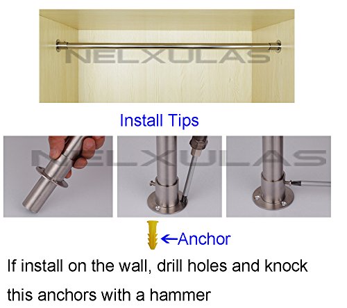 NELXULAS Stainless Steel Closet Rod Flange Holder for Pipe (AX1)