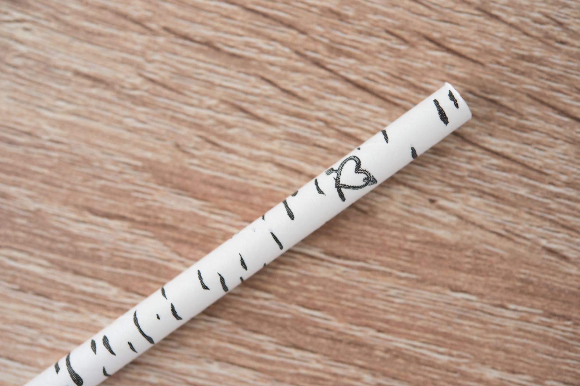 Birch Bark Love Print Paper Drinking Straw (Pack of 25)