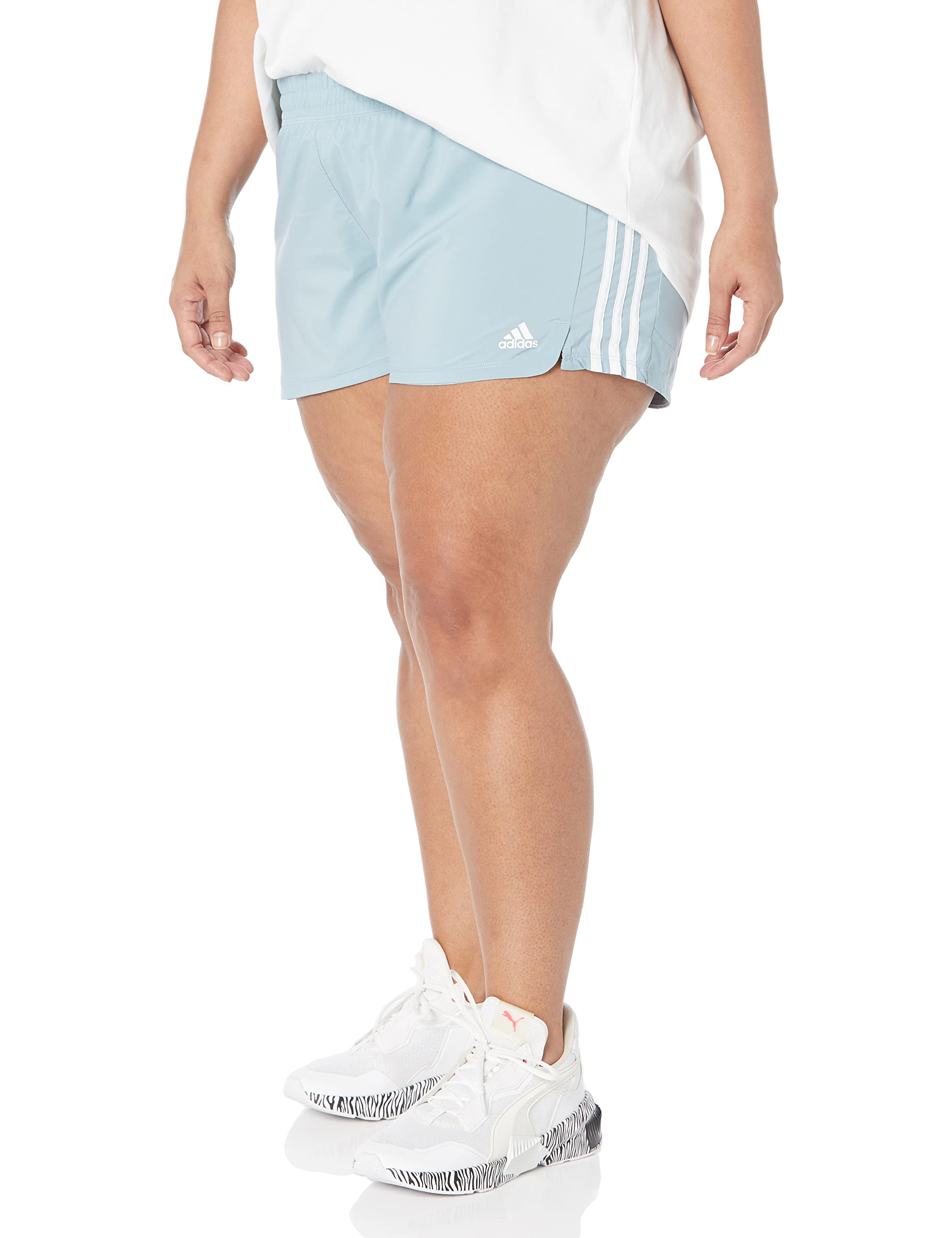 adidas Women's Plus Size Pacer 3-Stripes Woven Shorts, Magic Grey, 4X