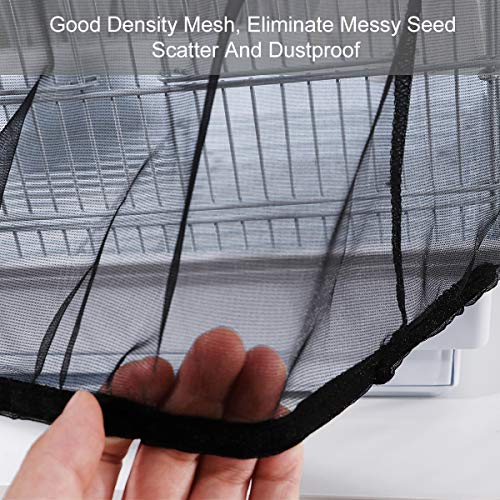 UEETEK Bird Cage Skirt Mesh Bird Seed Catcher Net Cage Cover Size S (Black)