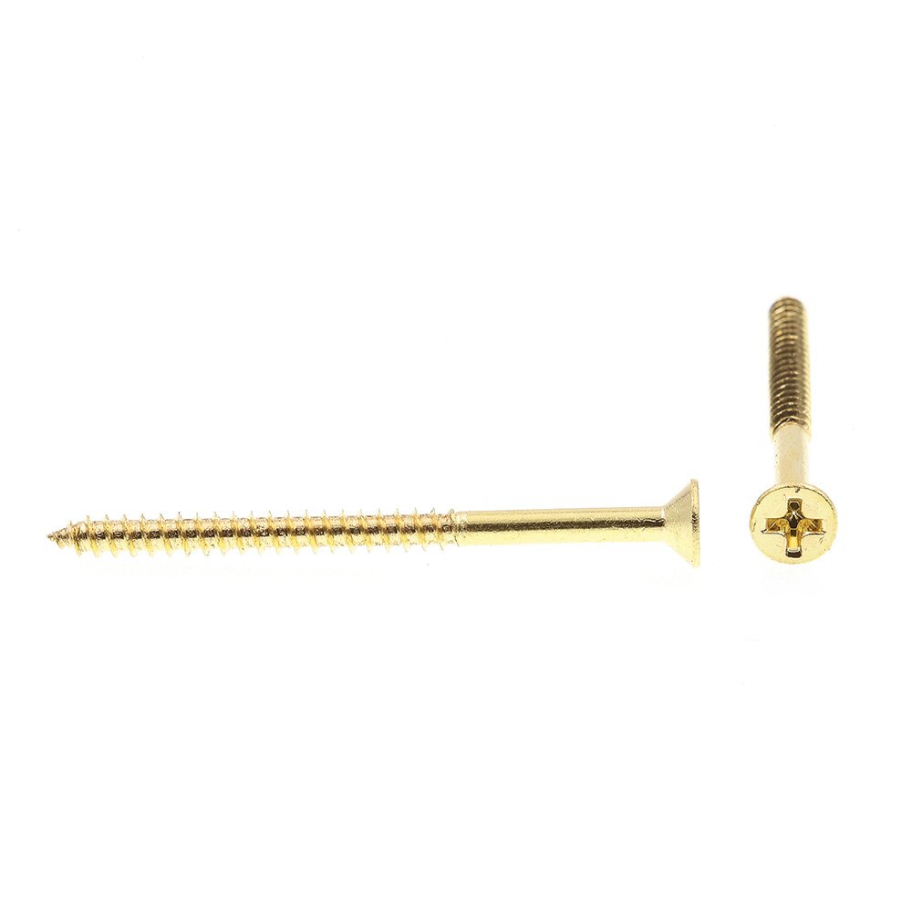 Prime-Line 9034862 Wood Screws, Flat Head, Phillips Drive, #6 X 2 In., Solid Brass (25 Pack)