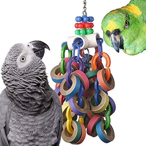 Super Bird Creations SB1107 Bagel Cascade Bird Toy, Large Bird Size, Refillable Bagels, 15β x 4.5β