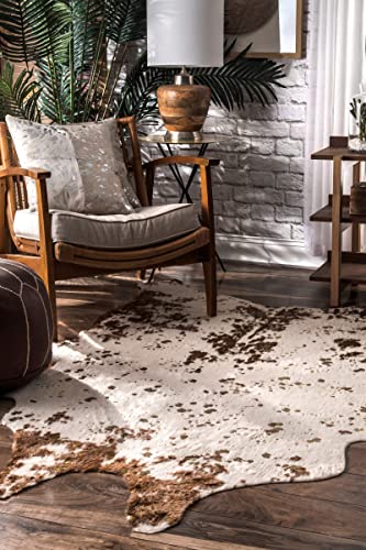 nuLOOM Iraida Contemporary Faux Cowhide Area Rug, 3' 10" x 5', Brown