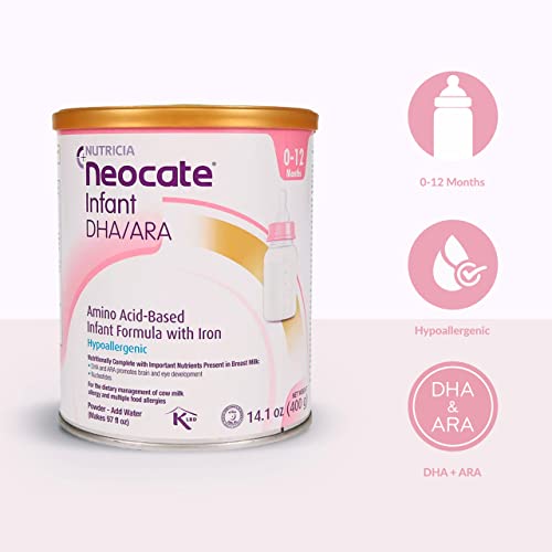 Neocate Infant - Hypoallergenic, Amino Acid-Based Baby Formula with DHA/ARA - 14.1 Oz Can (Pack of 4)