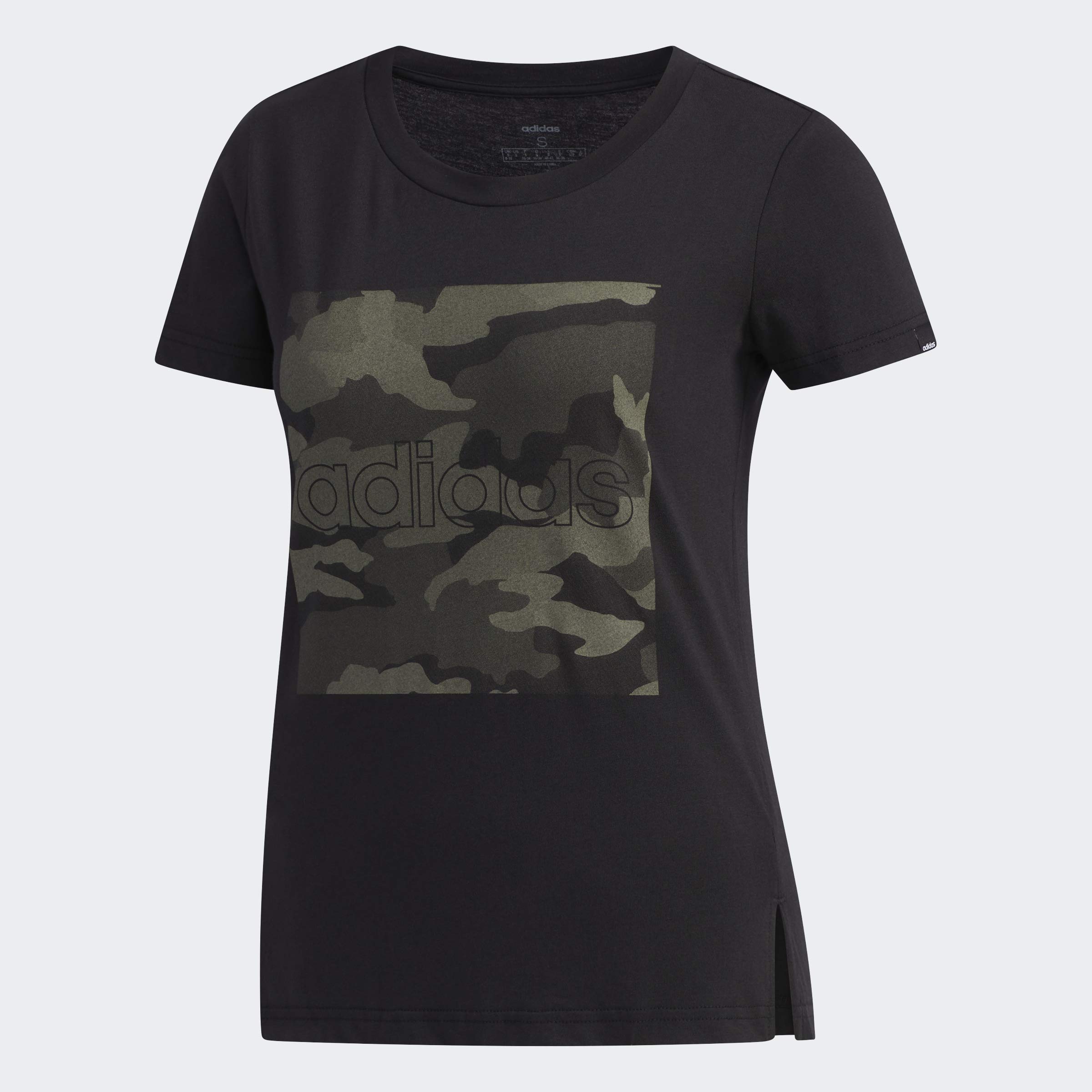 adidas Women's Boxed Camo Graphic T-Shirt Black/Legacy Green Small