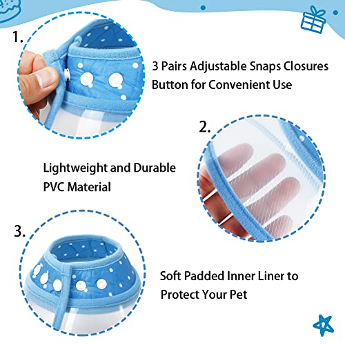 Vivifying Dog Cones for Small Dogs, Adjustable 5.7-8in Pet Cone, Lightweight Recovery Elizabethan Collar for Cats, Puppies and Mini Dogs (Blue)
