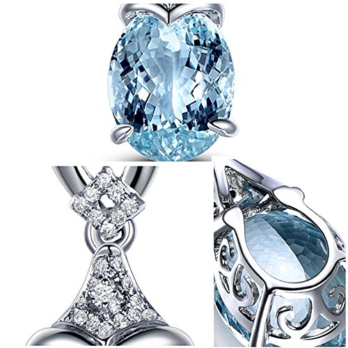 wassana Romantic Natural Women Silver Necklace Aquamarine Pendant Jewelry