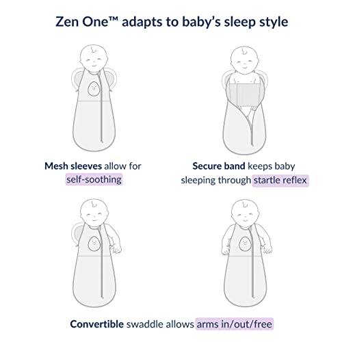Nested Bean Zen One™ - Gently Weighted Swaddle for Babies 3-6M (13-18.5 Lbs) | Adapts for arms in/Out | Prevents startles | Aid Self-Soothing | 2-Way Zipper | Machine Washable | TOG 1.0