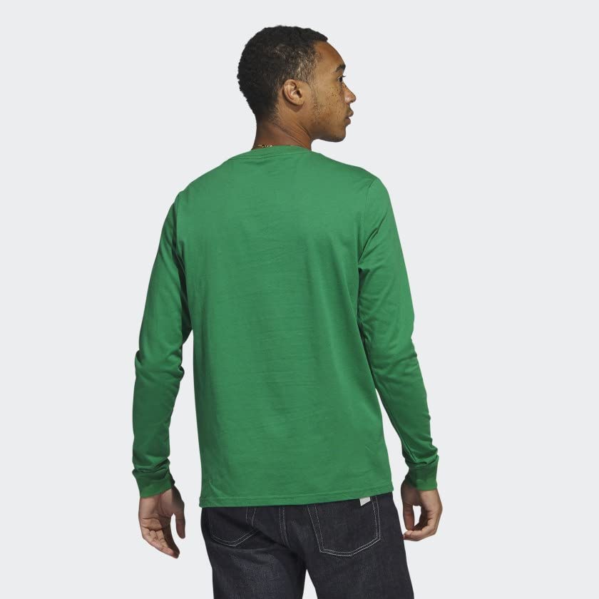 adidas Amplifier Long Sleeve Badge of Sport Tee Men's, Green, Size S