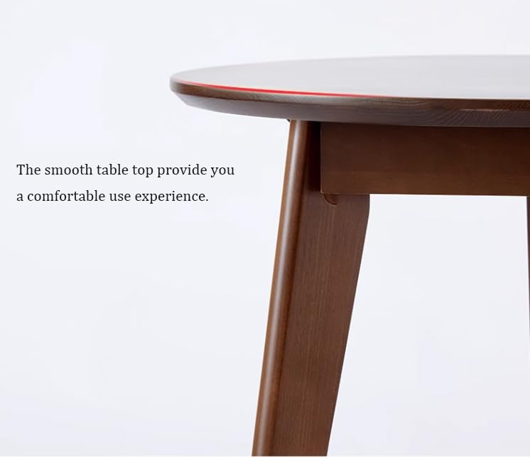 NICOKI 24" Round 3 Legs Casual Dining Table, Walnut Brown Rubberwood Coffee Table End Table Modern Leisure Table Small Dining Room Kitchen Furniture for Small Space