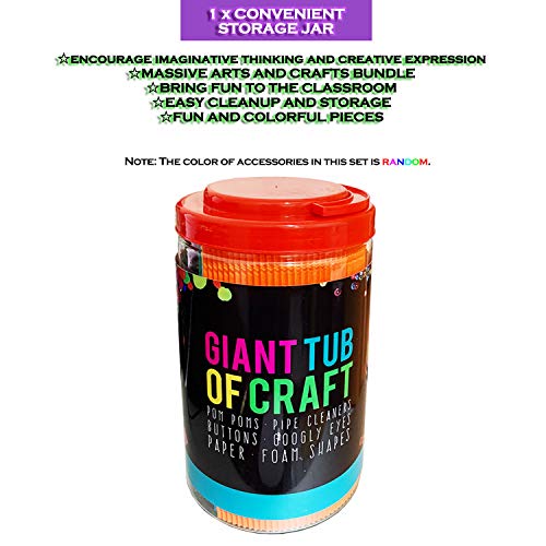 MOISO Kids Crafts and Art Supplies Jar Kit - 560+ Piece Set - Make Bracelets and Necklaces - Plus Glitter Glue, Construction Paper, Colored Popsicle Sticks, Google Eyes, Pipe CleanersâŚ