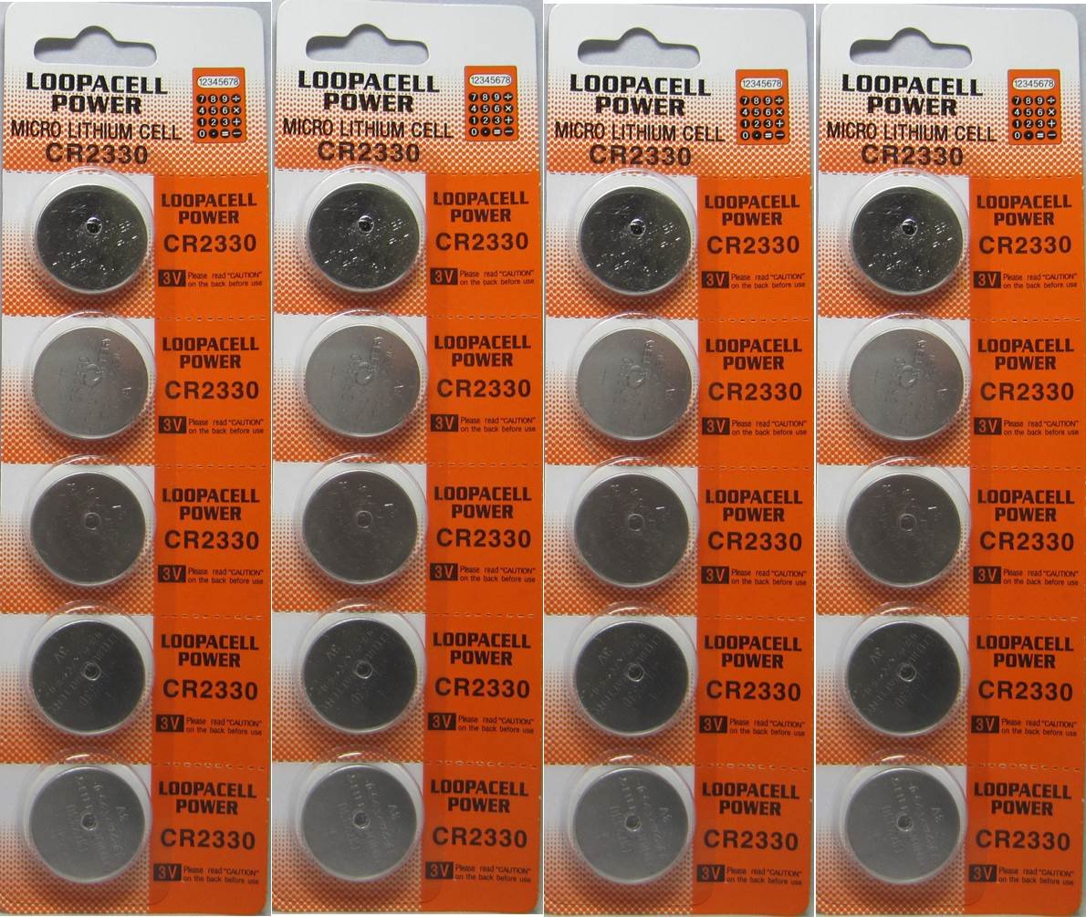 LOOPACELL 20 Pcs 2330 Batteries (CR2330/ DL2330/ E-CR2330) Lithium 3v (4 Packs of 5)