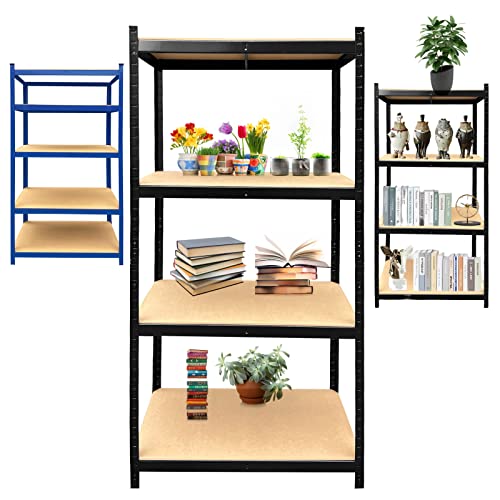 VickyHome Heavy Duty 4 Tier Storage Metal Shelf Unit, Adjustable Utility Rack Shelves with MDF Boards, Organization Multipurpose Shelf for Shed, Workshop, Warehouse, 875KG Capacity