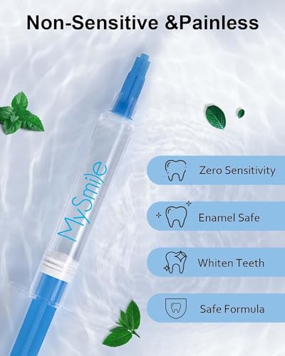 MySmile Teeth Whitening Kit with LED Light, 3 Non-Sensitive Teeth Whitening Gel and Tray, Deluxe 10 Min Fast-Result Carbamide Peroxide Teeth Whitener, Help Remove Teeth Stain from Coffee