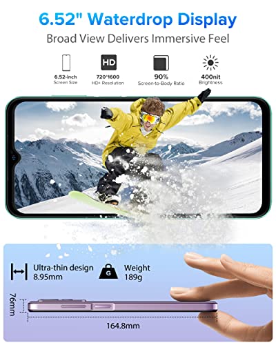 Ulefone Note 14 (2022) 4G Unlocked Smartphone, 6.52" Waterdrop Incell Full- Screen, Android 12, 4500mAh Battery, 7GB RAM Helio A22, 8MP Dual Camera, Type-C, Slim Design, Unlocked Cell Phones - Purple
