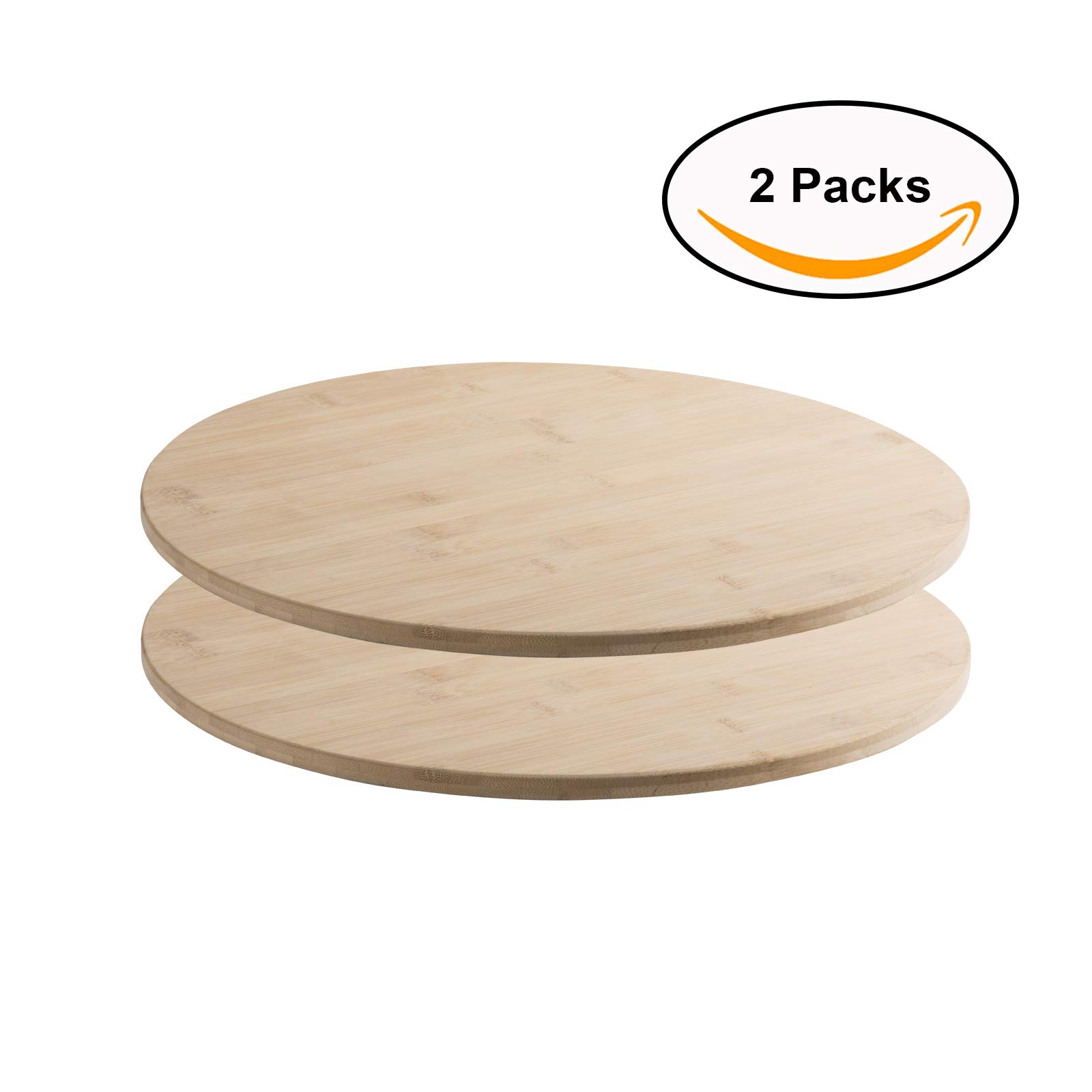Bamboo Cutting Boards for Kitchen - Wood Cutting Board with Juice Grooves - Small Round Wood Tray & Cutting Board Meat, Wooden Cutting Boards for Kitchen Brisket Chopping Board, 16” x 0.5” Pack of 2