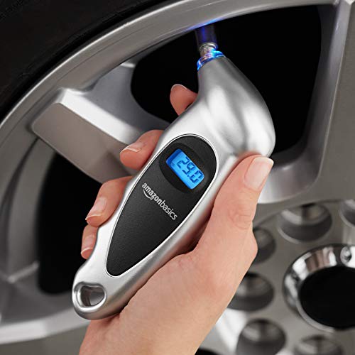 Amazon Basics Digital Tire Pressure Gauge - Silver, 3-Pack