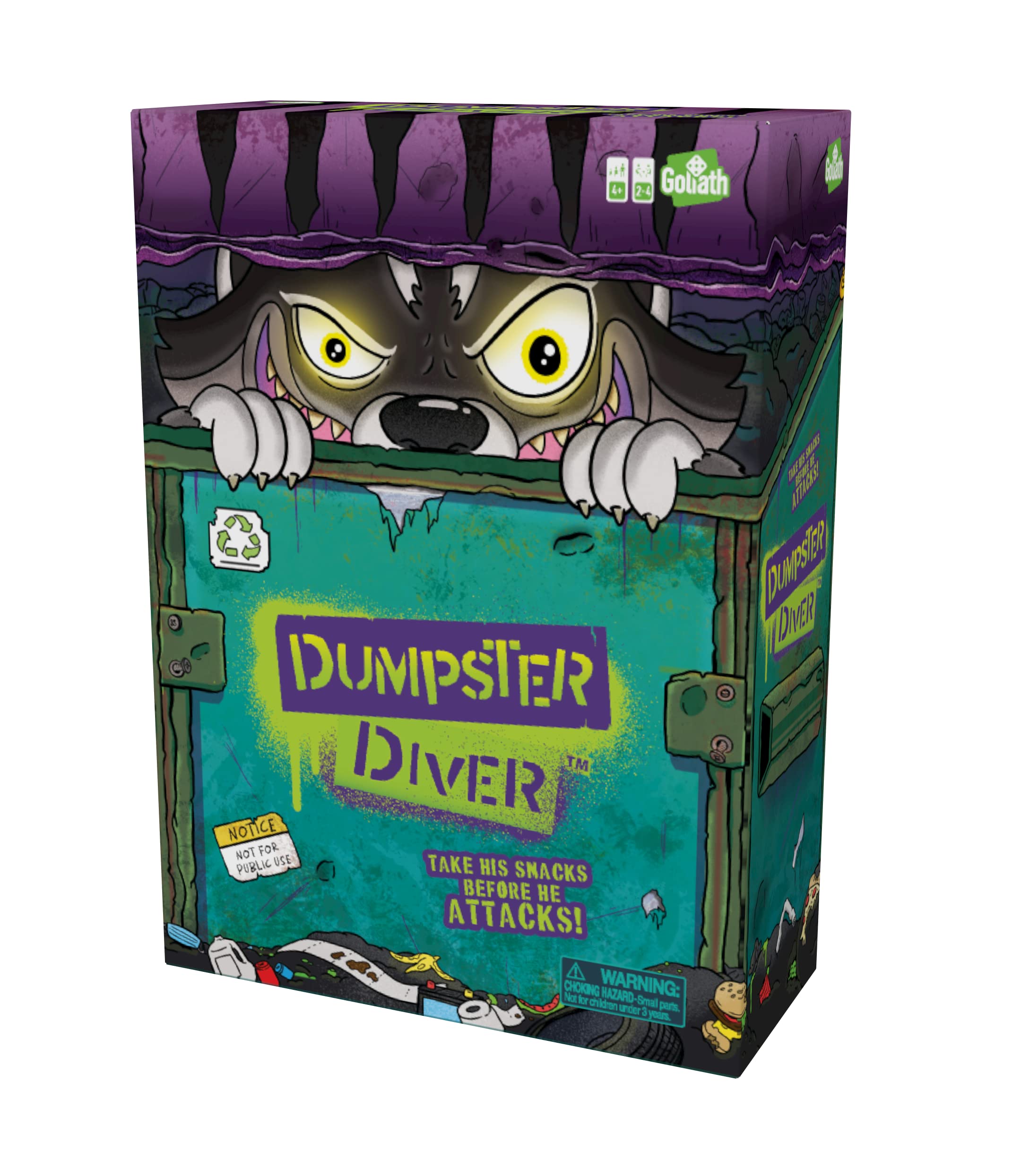 Goliath Dumpster Diver Game - Take Raccoon's Snacks Before His Paw Jumps Out to Defend His Goodies - No Reading Required - Ages 4 and Up, 2-4 Players