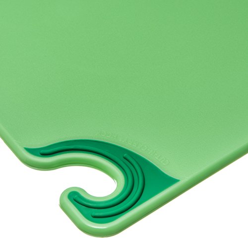San Jamar Saf-T-Grip Plastic Cutting Board with Safety Hook, 18" x 24" x 0.5", Green
