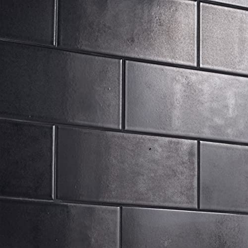 Ardor Black 4.7 in. x 11.81 in. Metallic Porcelain Wall Tile (5.84 Sq. Ft. / Case)