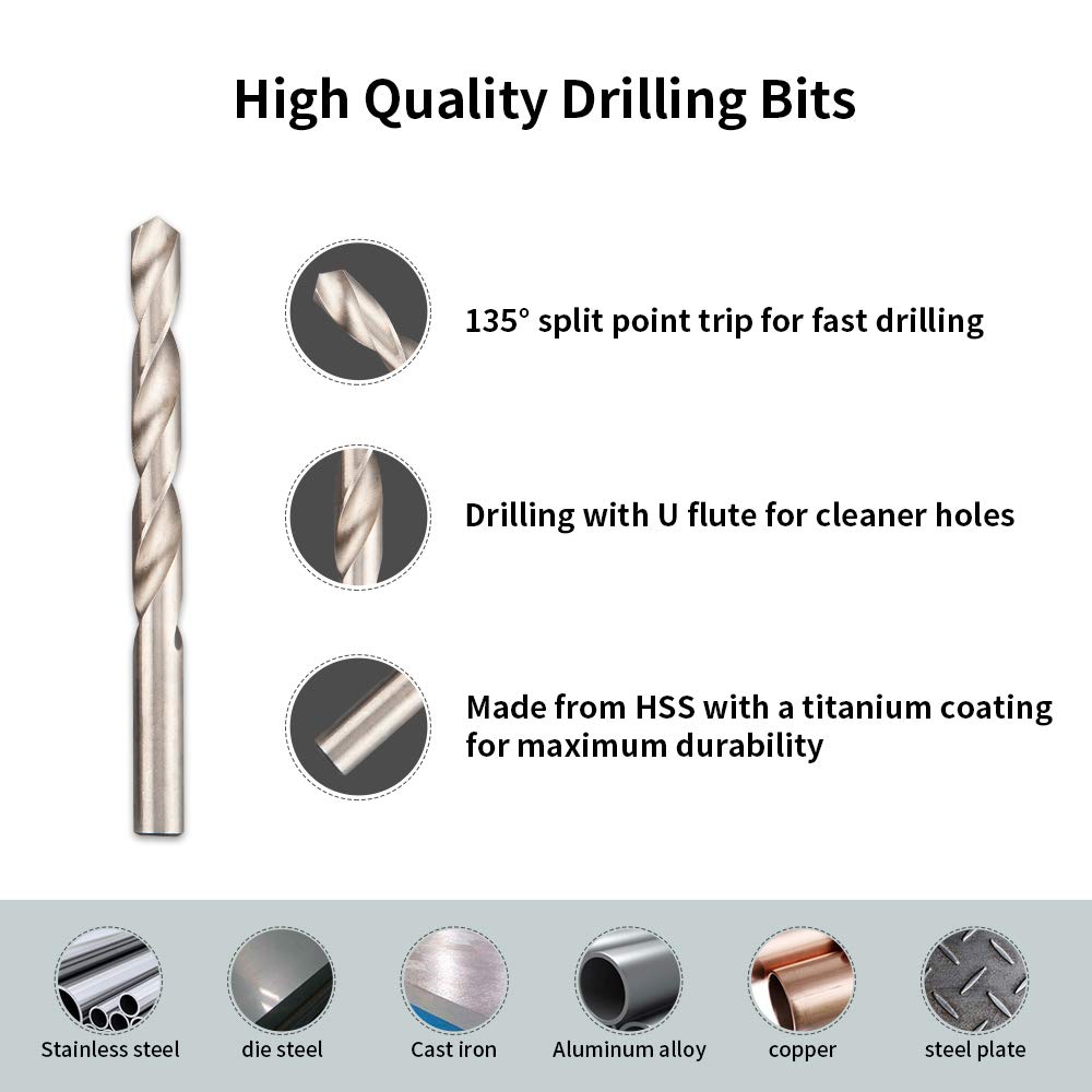 AKM 338Pc Thread Repair Kit, HSS Drill Helicoil Repair Kit SAE&Metric,1/4" 5/16" 3/8" 7/16" 1/2" M5 M6 M8 M10 M12 Kit with Thread Gauge