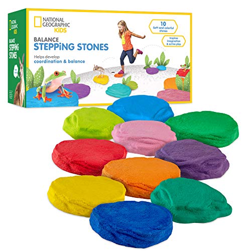 NATIONAL GEOGRAPHIC Stepping Stones for Kids â 10 Soft Durable Stones Encourage Toddler Balance & Gross Motor Skills, Indoor & Outdoor Toys, Balance Stones, Obstacle Course (Amazon Exclusive)