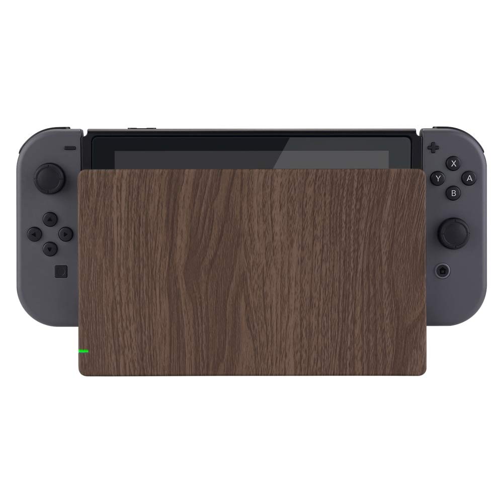 eXtremeRate Custom Soft Touch Grip Faceplate for Nintendo Switch Dock, Wood Grain Patterned DIY Replacement Housing Shell for Nintendo Switch Dock - Dock NOT Included