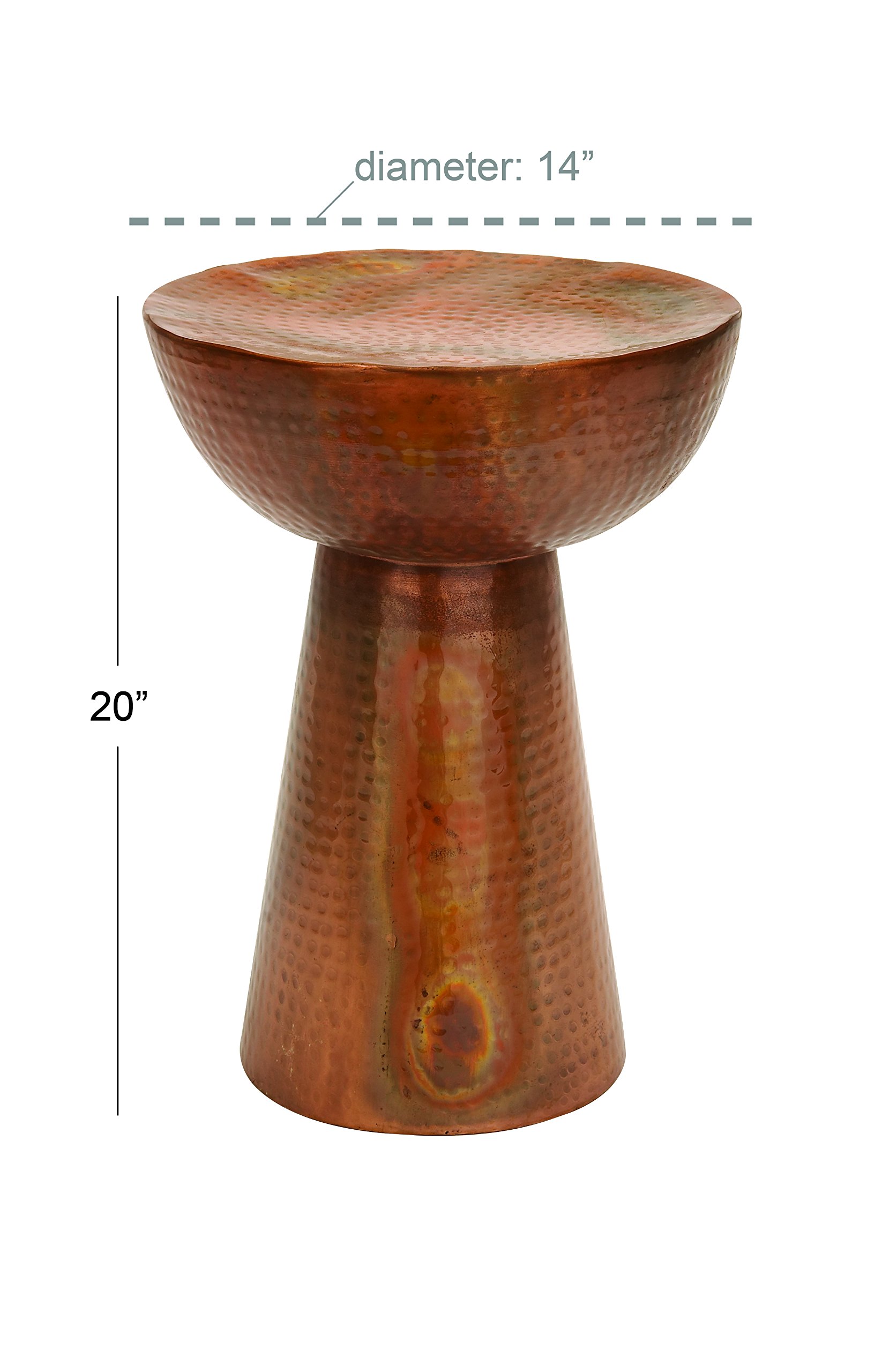 Deco 79 Metal End Accent, Side Table 14" x 14" x 20", Copper