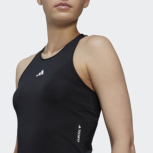 adidas Women's Techfit Racerback Training Tank, Black/White, Large