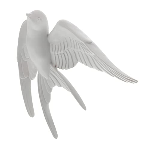 Metal White Sparrow Wall Decor: Large Flying Bird Wall Art Swallow Wall Mount Hanging Figurine 3D Aninal Sculptures for Garden Home Bedroom Living Room