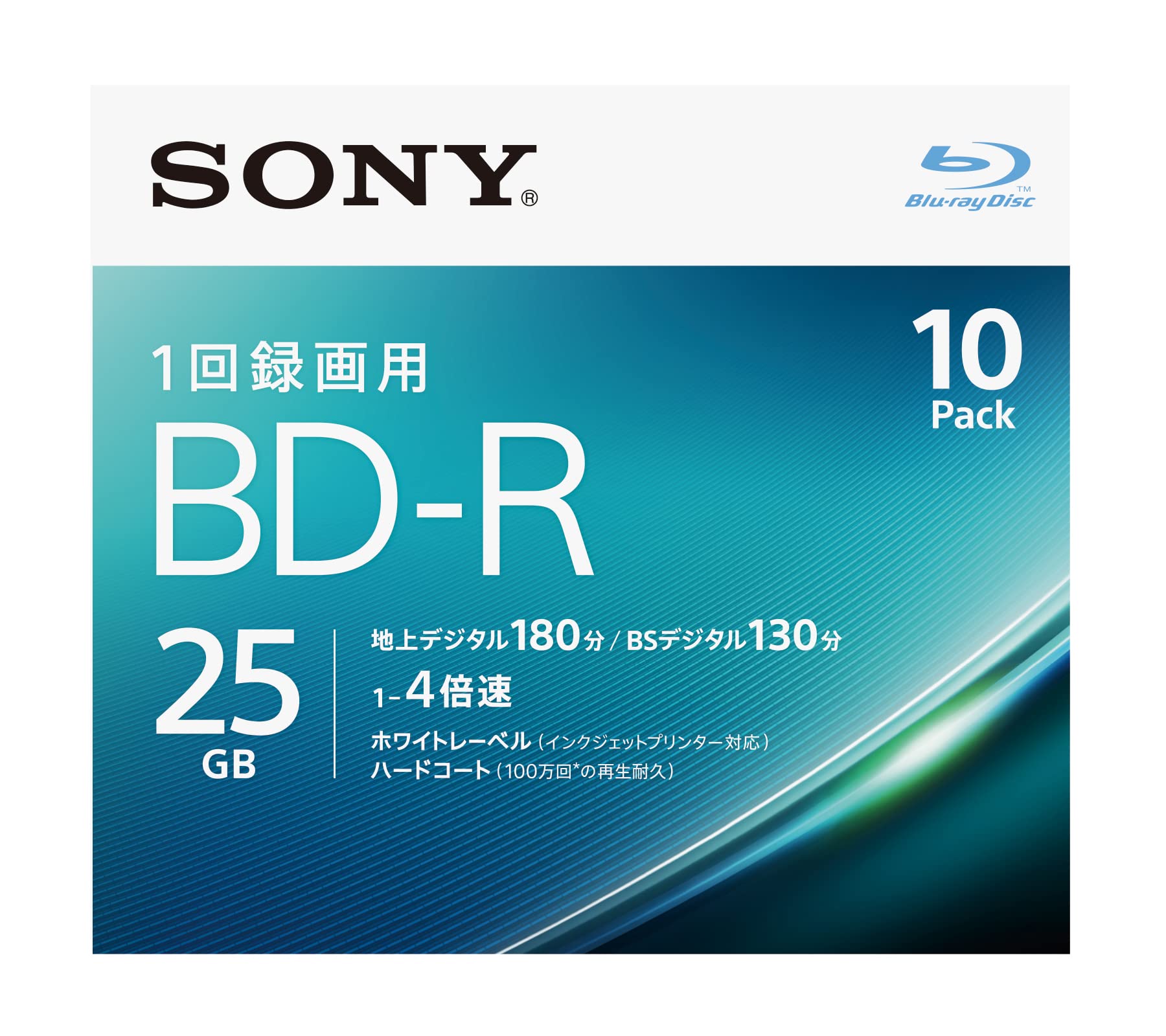 Sony 4X BD-R 10 Pack 25GB White Printable 10BNR1VJPS4